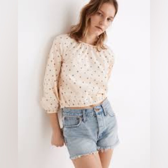 Madewell | Tops | Madewell Gathered Puffsleeve Crop Top | Poshmark
